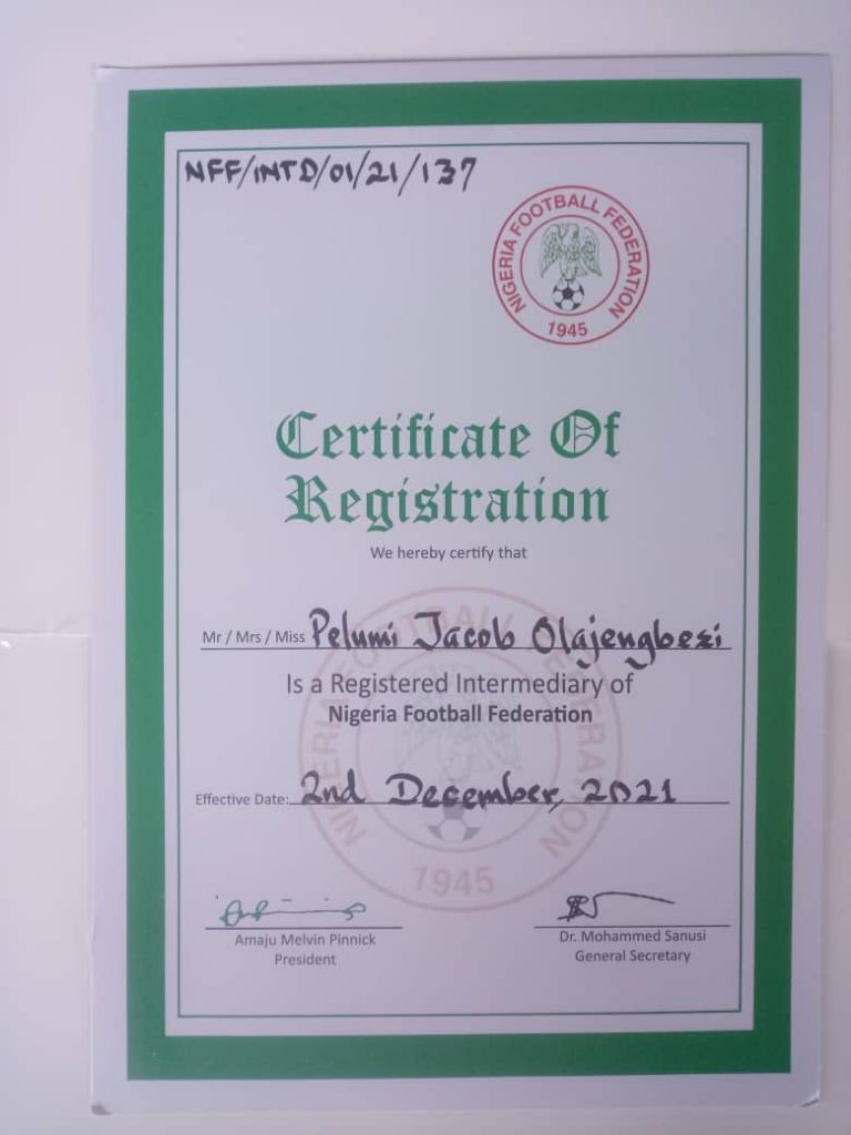 Olajengbesi certified as a Registered Intermediary of the Nigeria ...